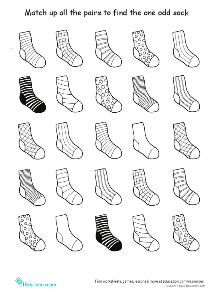 Match Up All The Pairs To Find The One Odd Sock | PDF