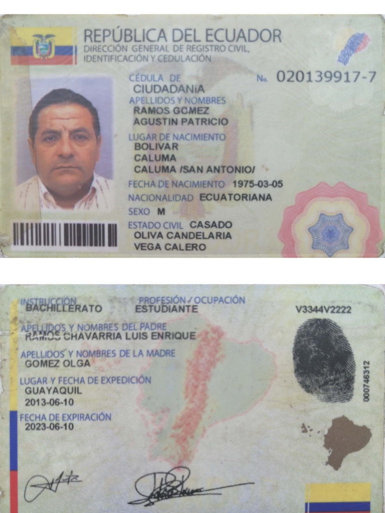 Cédula Papas Adrian | PDF