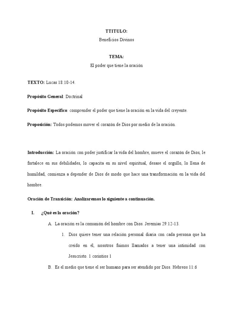 Sermon Tematico | PDF | Oración | Dios