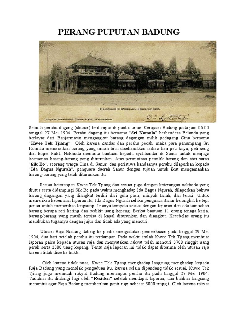Perang Puputan Badung | PDF