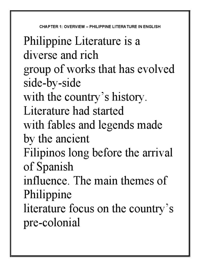 Chapter 1 - Philippine Literature in English | PDF | Narration | Narrative