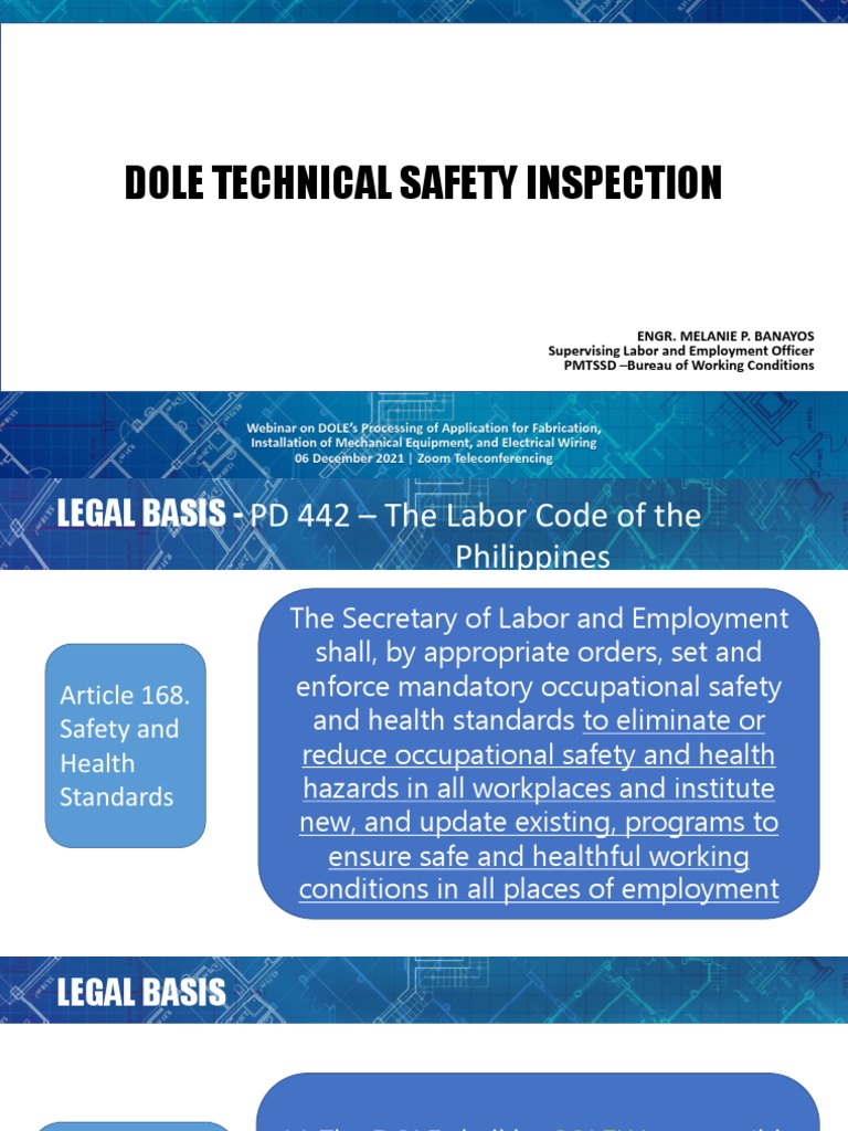 DOLE Technical Safety Inspection Webinar | PDF | Safety | Occupational ...