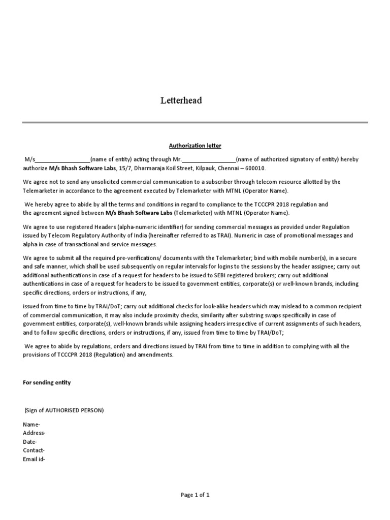 Letter of Authorization & Letter Showing Authorized Signatory | PDF | Government