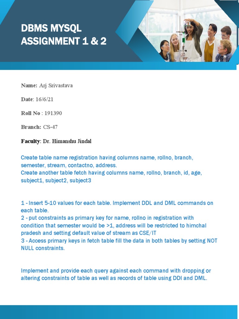 DBMS Mysql Assignment 1&2 | PDF | Computer Science | Information Management DBMS Mysql Assignment 1&2 | PDF | Computer Science | Information Management