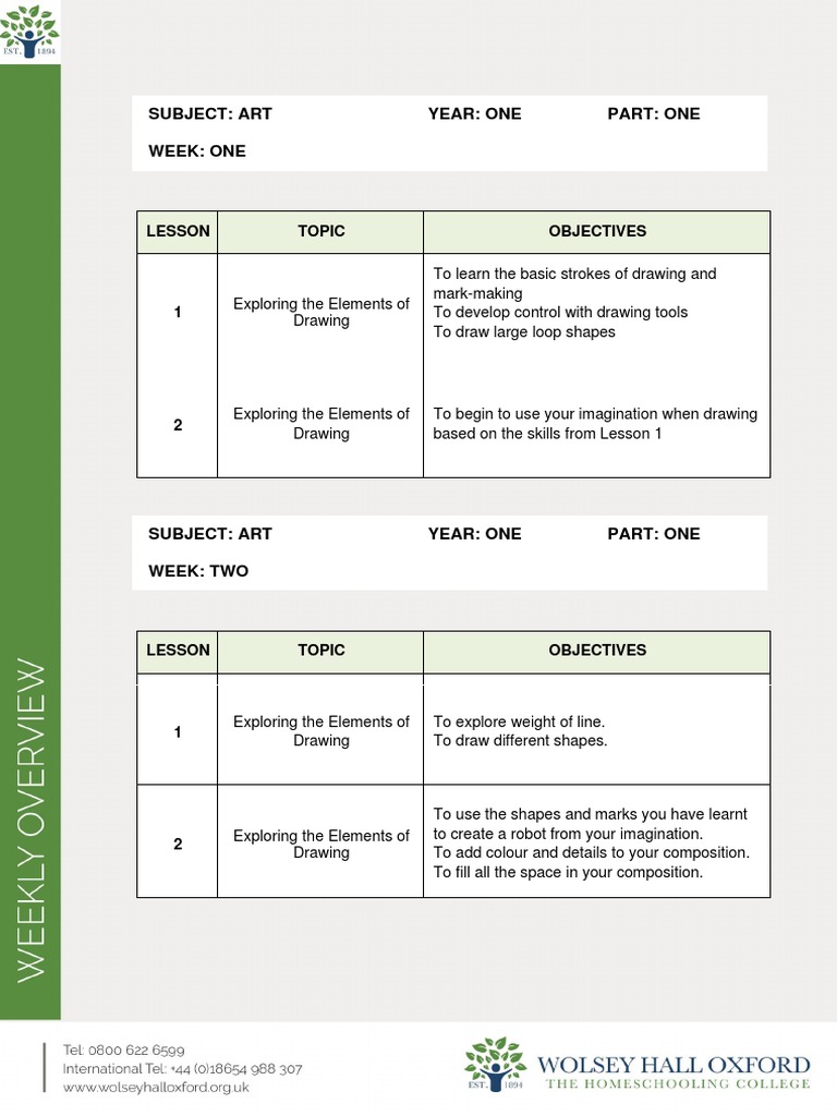 Art Year 1 Part 1 Overview | PDF | Paintings | Drawing