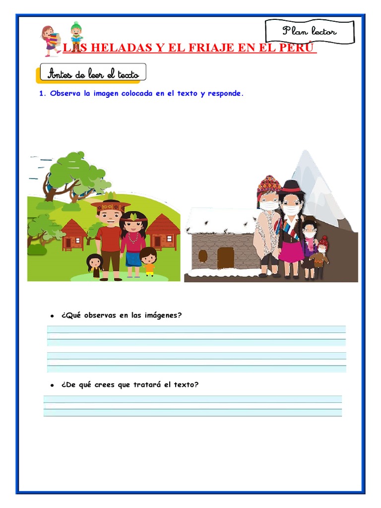 E6 Ficha D4 Plan Lector Las Heladas y El Friaje en El Peru | PDF | Perú ...