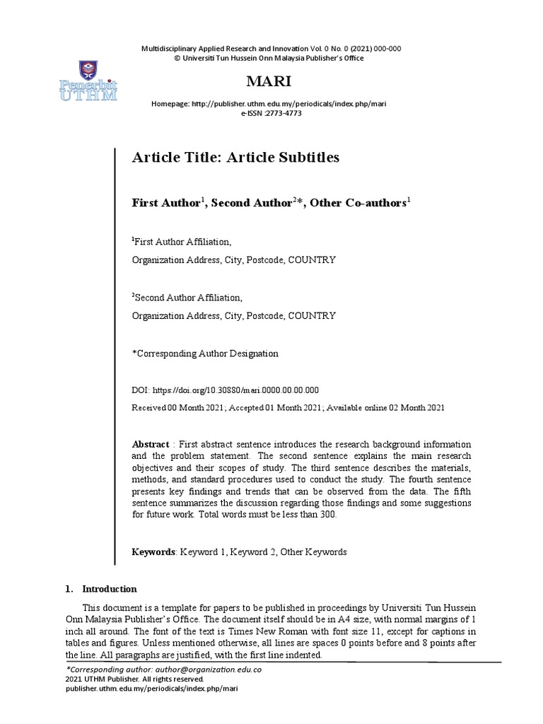 Template For Extended Abstract of NIICe 2022 | PDF | Abstract (Summary ...