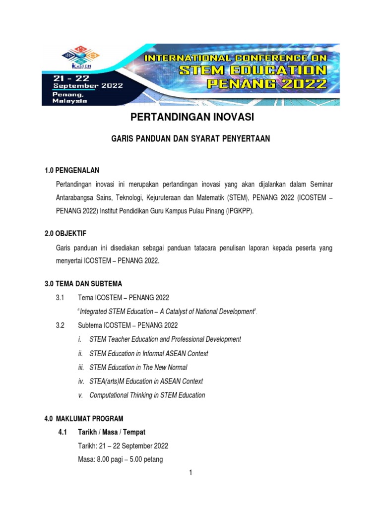 Garis Panduan Inovasi Icostem-Penang 2022 | PDF Garis Panduan Inovasi Icostem-Penang 2022 | PDF