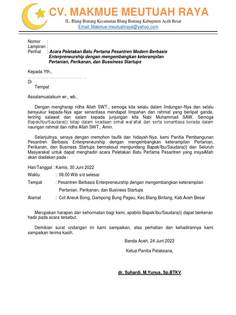 Surat Undangan Peletakan Batu | PDF