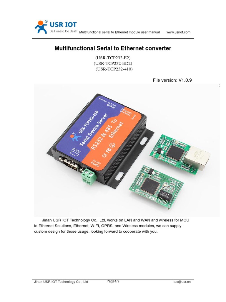 Multifunctional Serial To Ethernet Converter: (USR-TCP232-E2) (USR ...