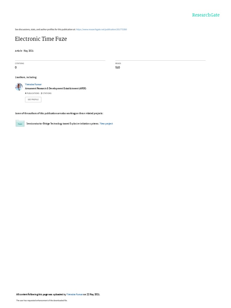 Electronic Time Fuze Design | PDF | Fuze | Capacitor