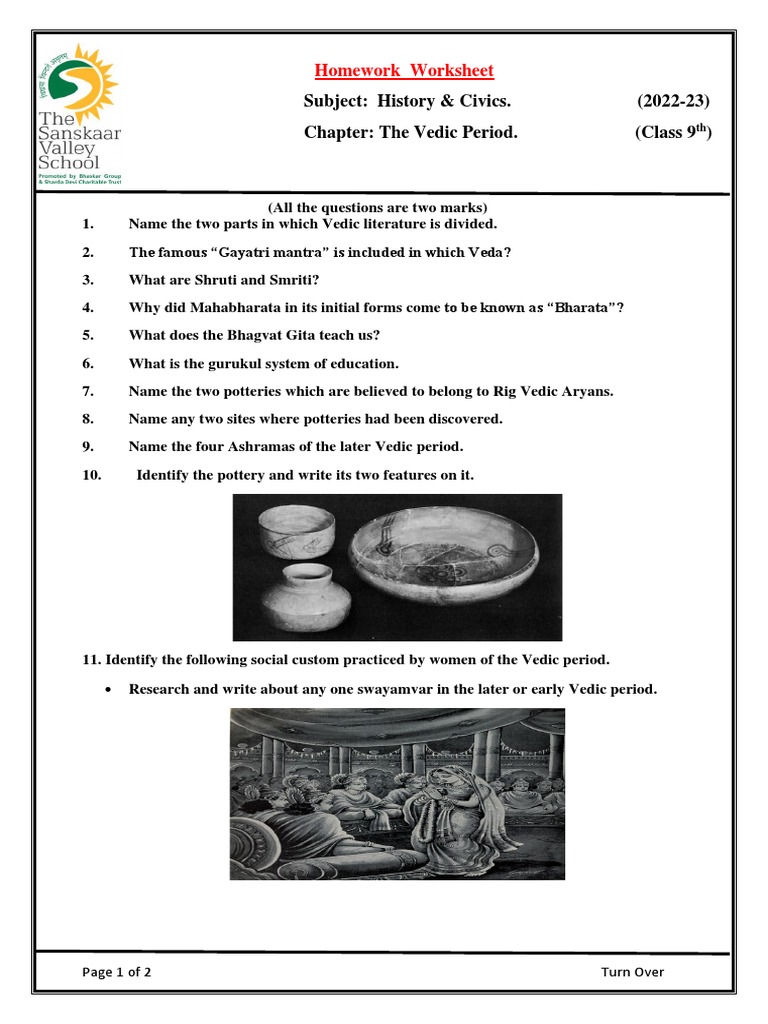 Subject: History & Civics. (2022-23) Chapter: The Vedic Period. (Class ...