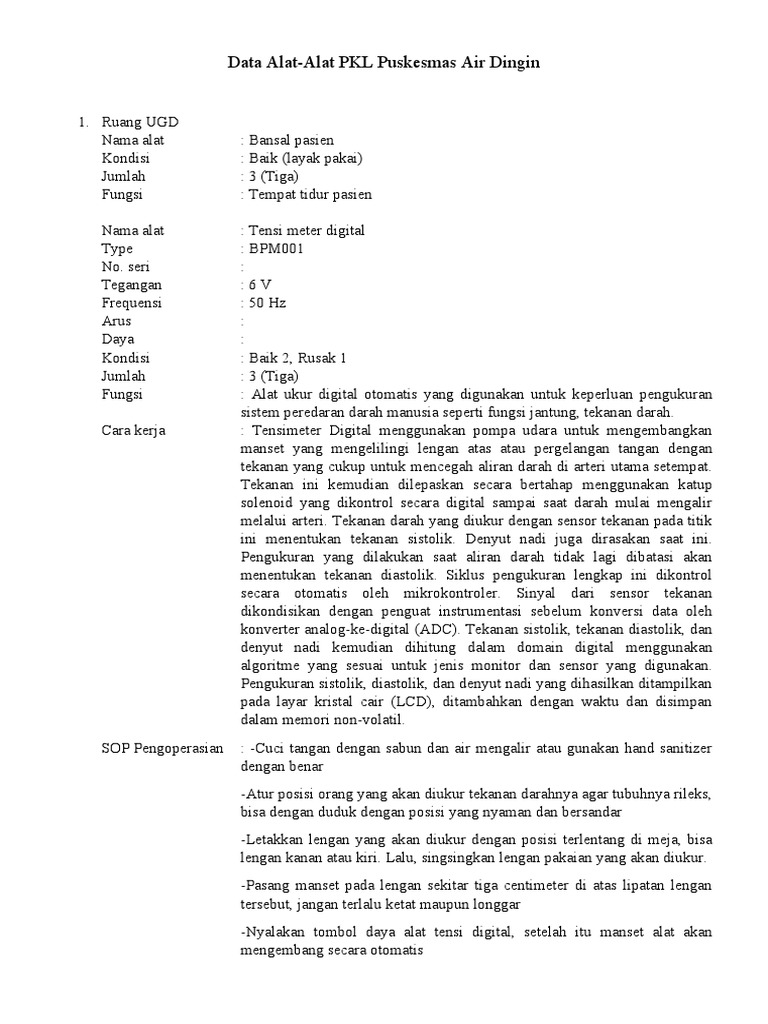 Data Alat Puskesmas | PDF