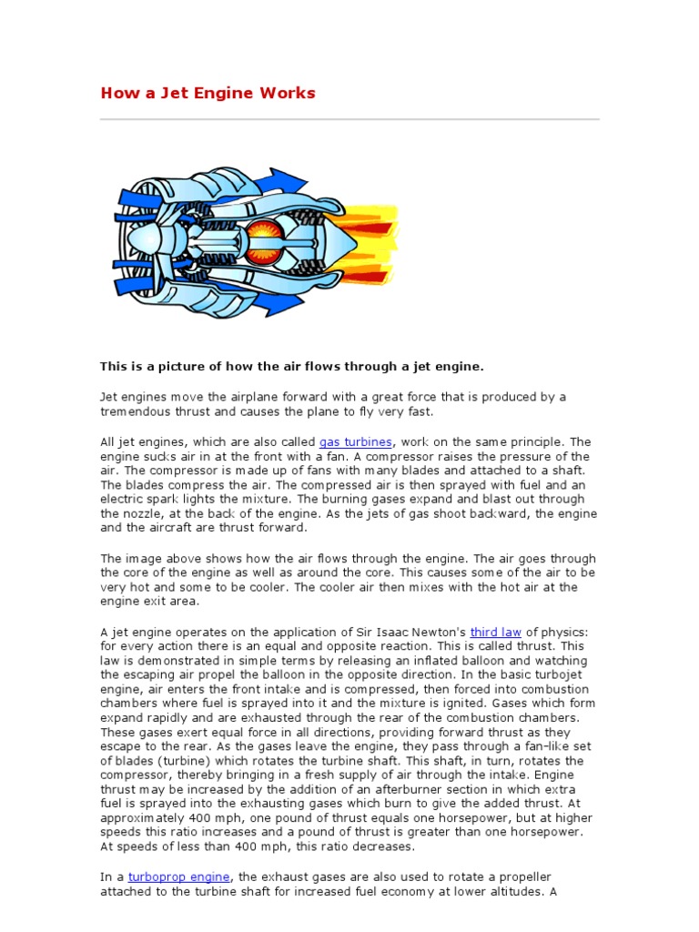 How A Jet Engine Works | Download Free PDF | Jet Engine | Thrust