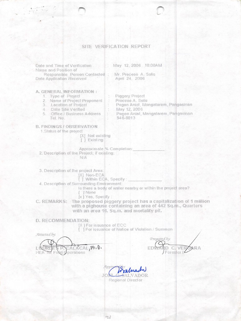 010605-080080-0502 Site Verification Report | PDF