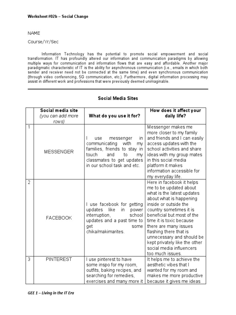 Social Media Sites Social Media Site What Do You Use It For? How Does ...