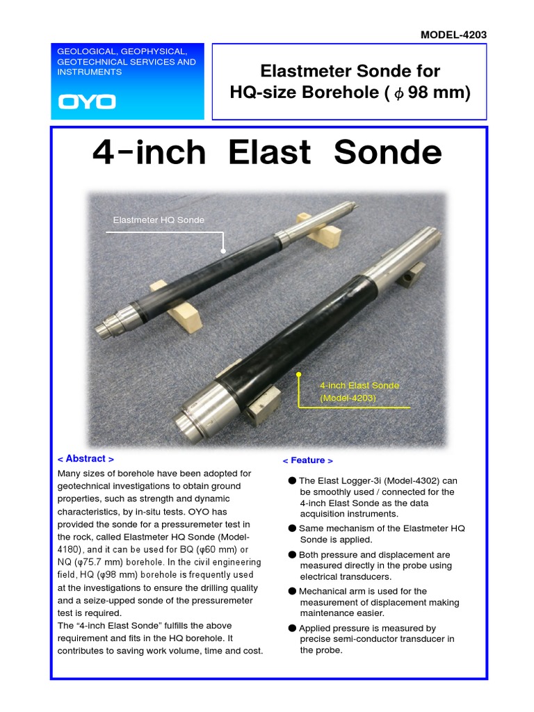 Elastmeter Sonde for HQ-size Borehole (φ98 mm) | PDF | Geotechnical ...