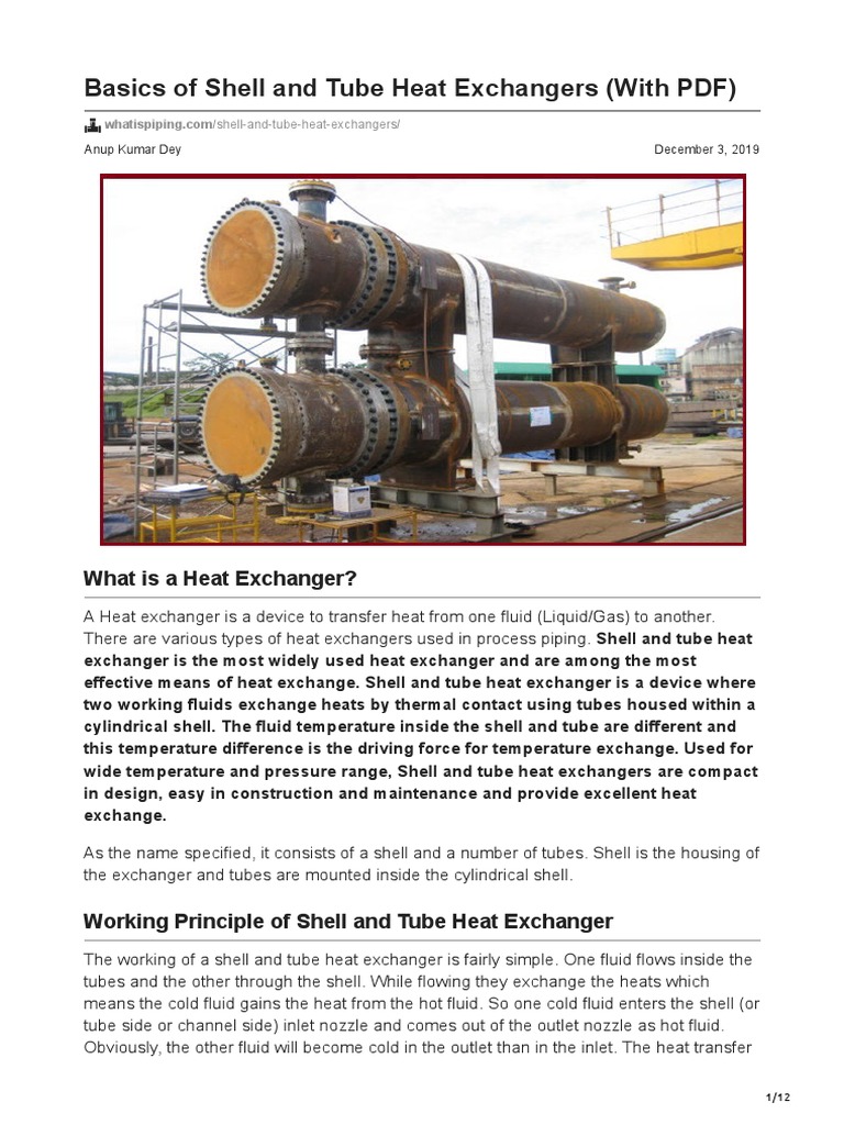 Basics of Shell and Tube Heat Exchangers With PDF | PDF | Heat ...
