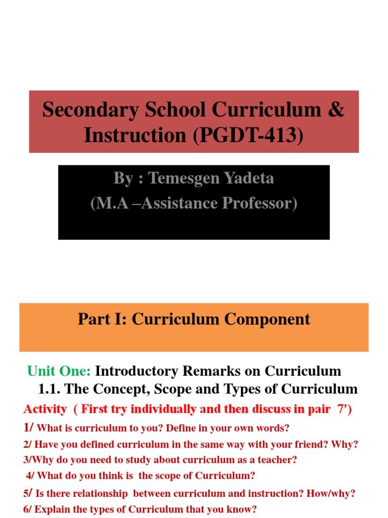 Secondary School Curriculum Overview | PDF | Curriculum | Learning