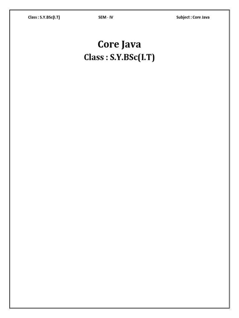 BSC It - Sem IV - Core Java | Download Free PDF | Java Virtual Machine | Class (Computer ...
