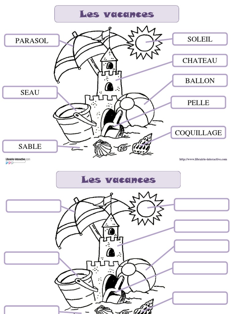 Vocabulaire - Vacances GS | PDF