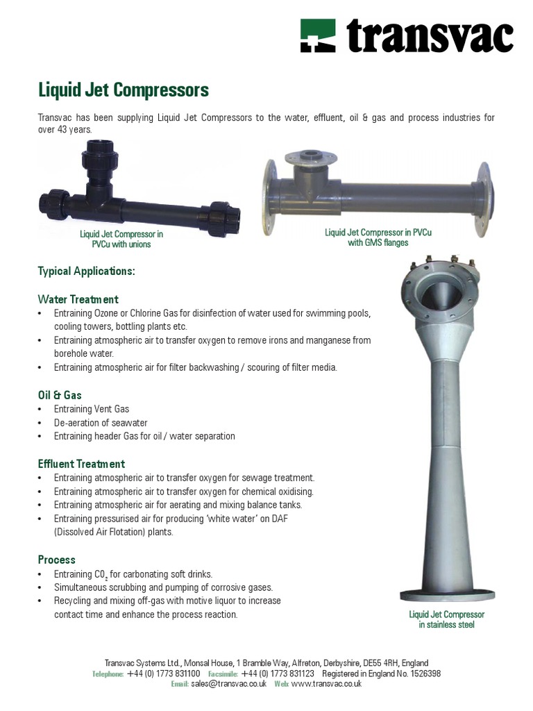 Transvac-Liquid Jet Compressors | PDF | Water Purification | Water