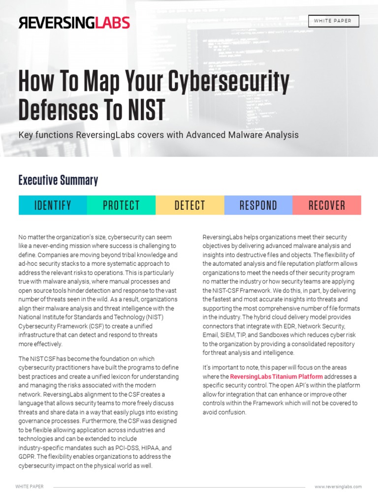 How To Map Your Cybersecurity Defenses To NIST: Executive Summary | PDF ...