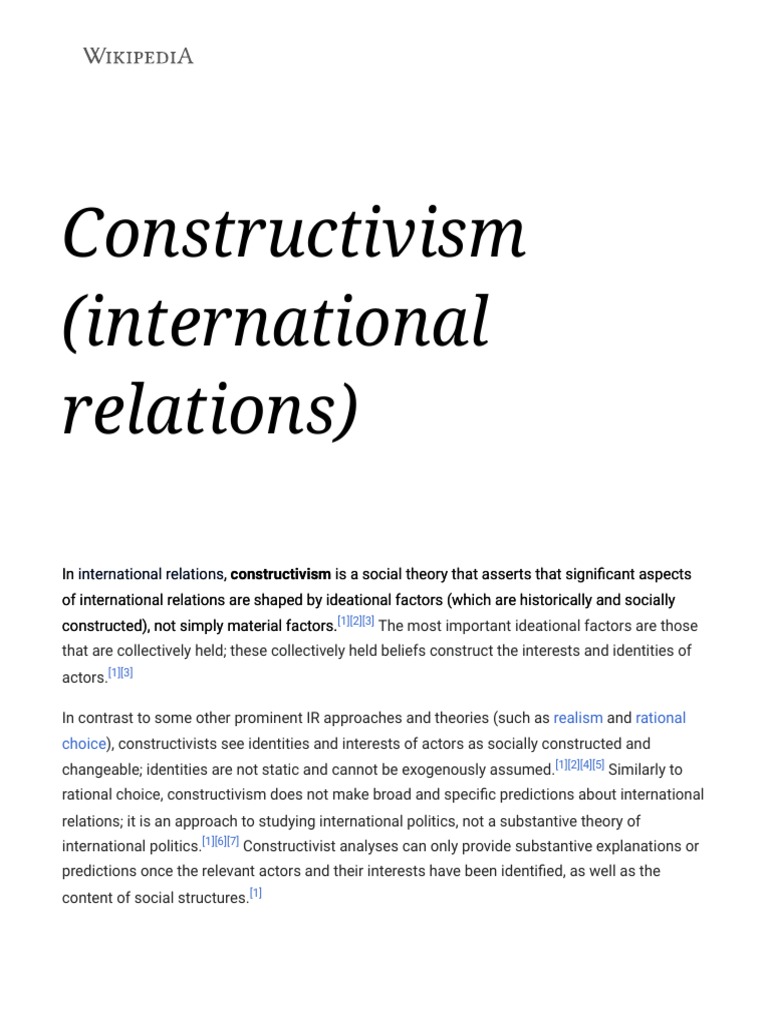 Constructivism (International Relations) - Wikipedia | PDF | Science ...