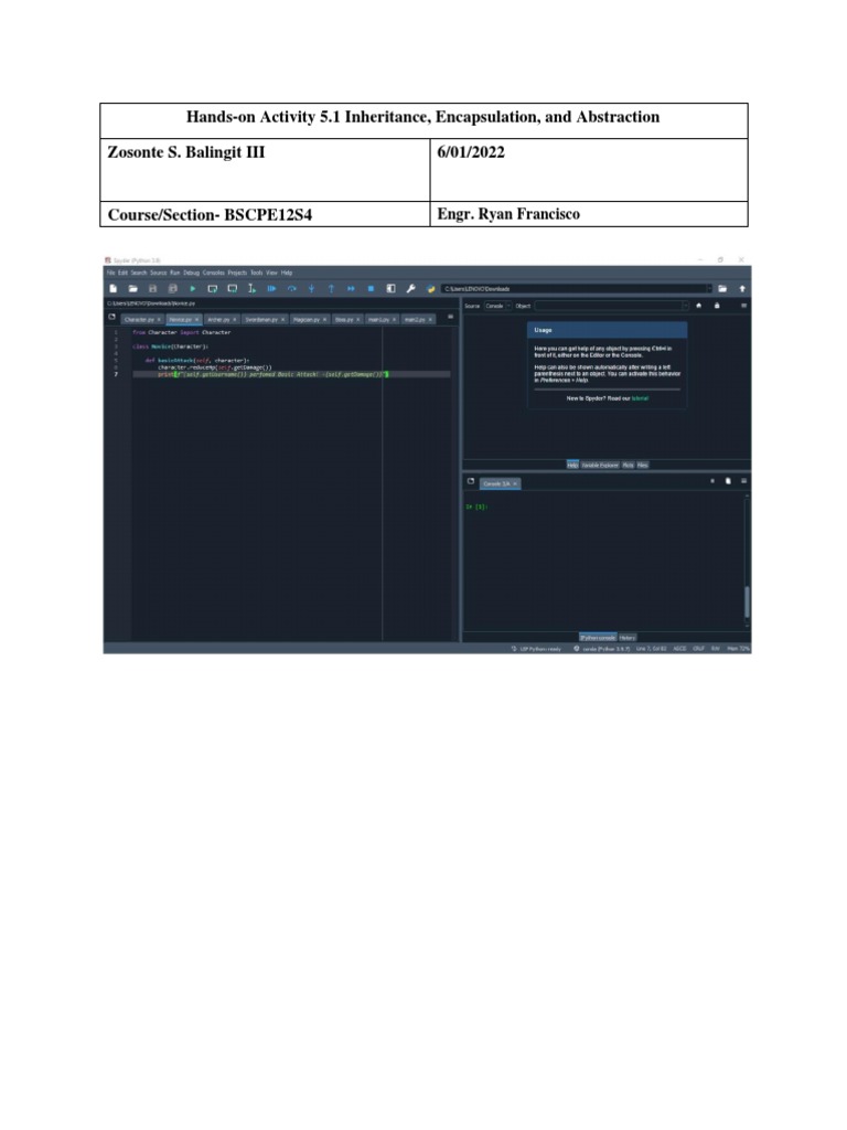 Hands On Activity 5 1 Inheritance Encapsulation And Abstraction Pdf