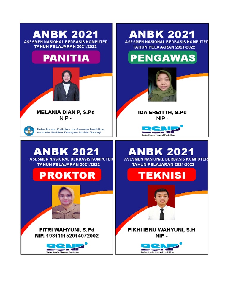 ID Card Panitia ANBK 2021 Kec. Ponggok | PDF