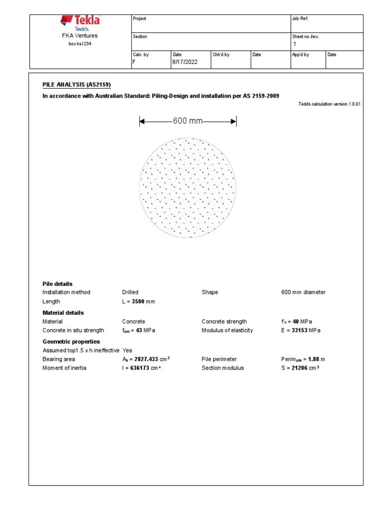 Pile Analysis (As2159) in Accordance With Australian Standard: Piling ...