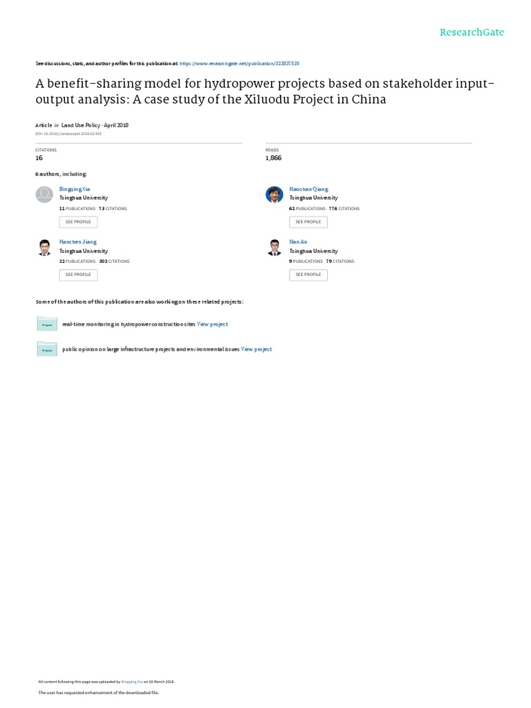 A Benefit-Sharing Model For Hydropower Projects Based On Stakeholder ...