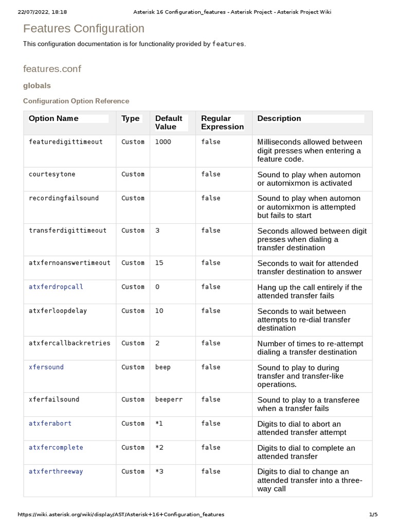 Asterisk 16 Configuration - Features - Asterisk Project - Asterisk Project Wiki | PDF | Variable ...