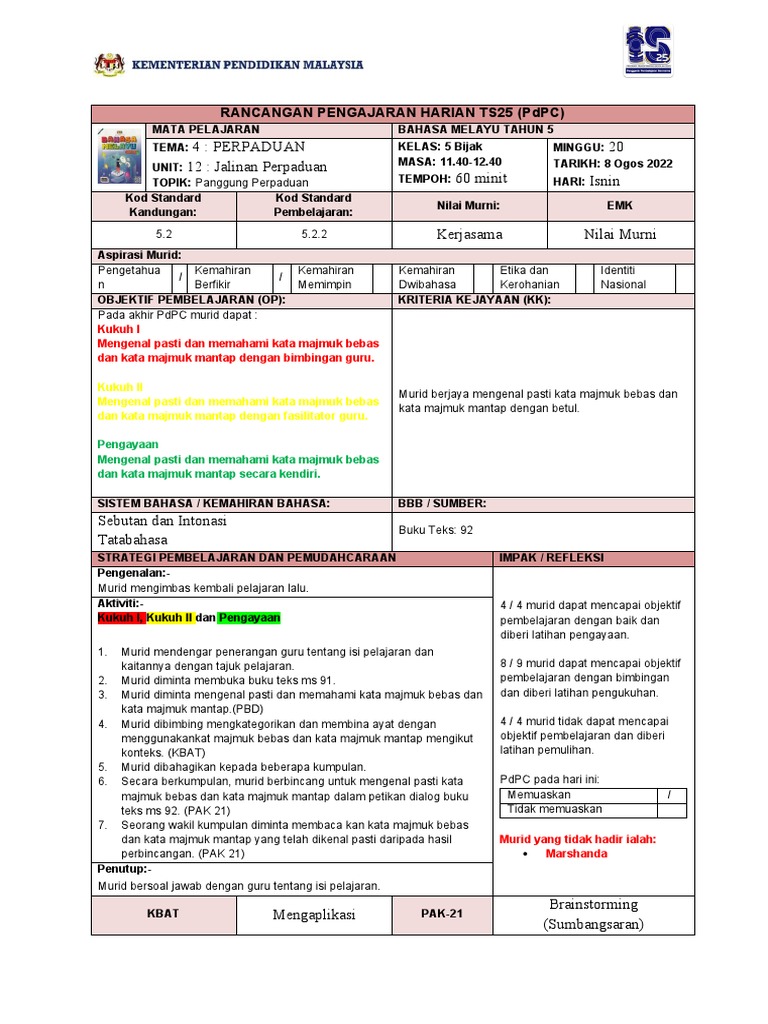 Bahasa Melayu Tahun 5 (M20) | PDF