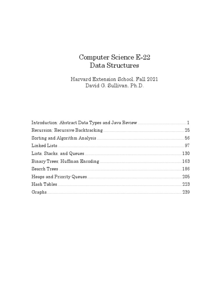 CSCI E-22: Data Structures Overview | PDF | Class (Computer Programming) | Inheritance (Object ...