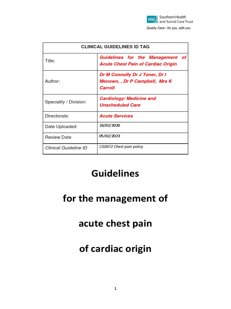Acute Chest Pain of Cardiac Origin | PDF | Myocardial Infarction ...