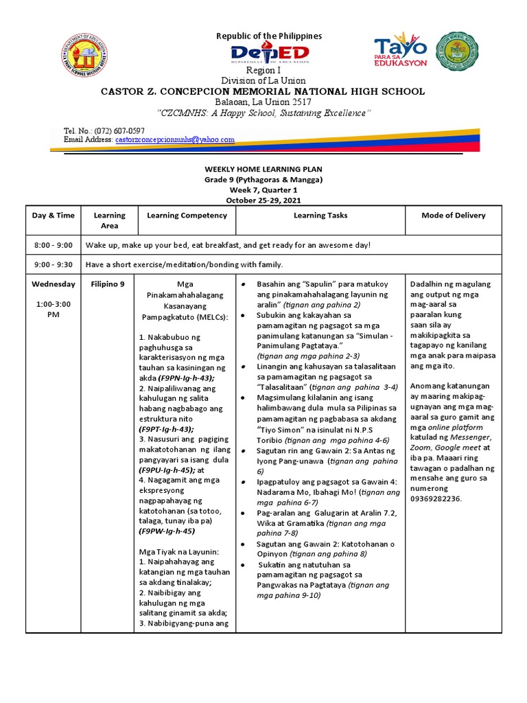 WHLP Q1Filipino 9 Week7 | PDF