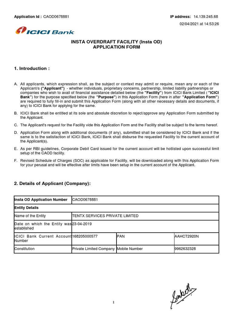 Apply for business overdraft | PDF | Banks | Interest