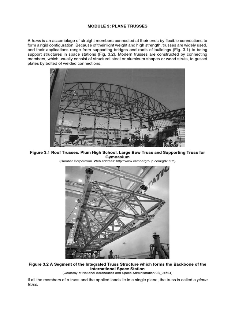 MODULE 3 Plane Trusses | PDF | Truss | Mechanical Engineering
