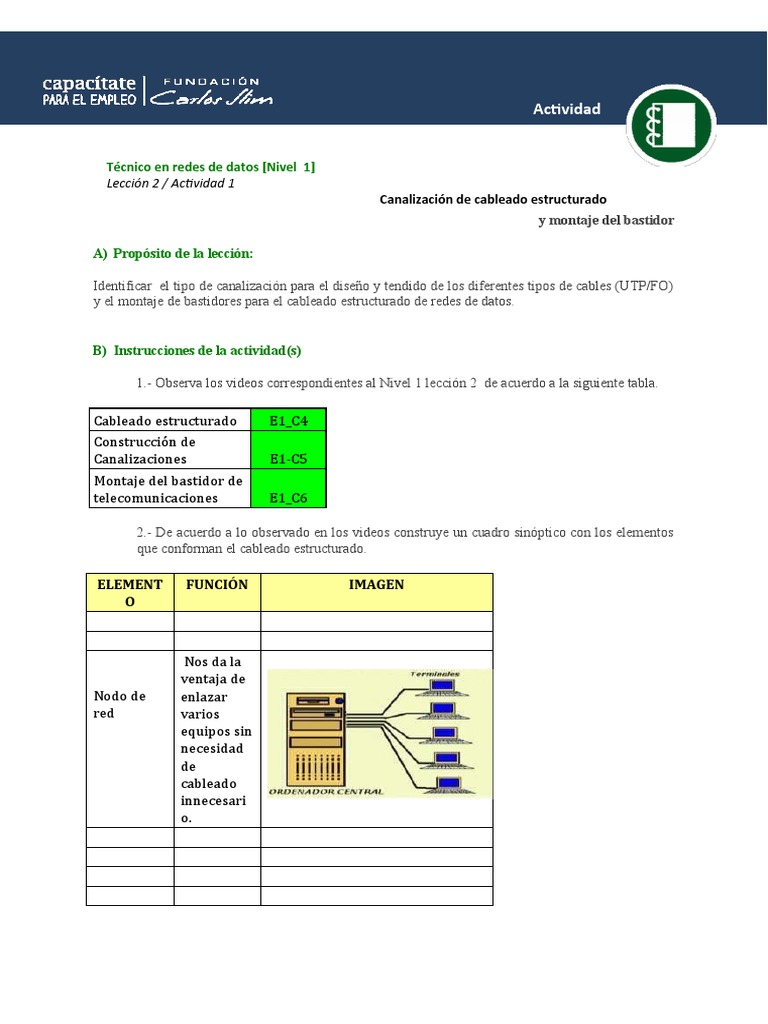 Técnico en redes de datos lección 1 | PDF | Ingeniería Informática ...