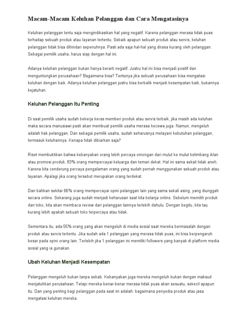 Macam Komplain | PDF