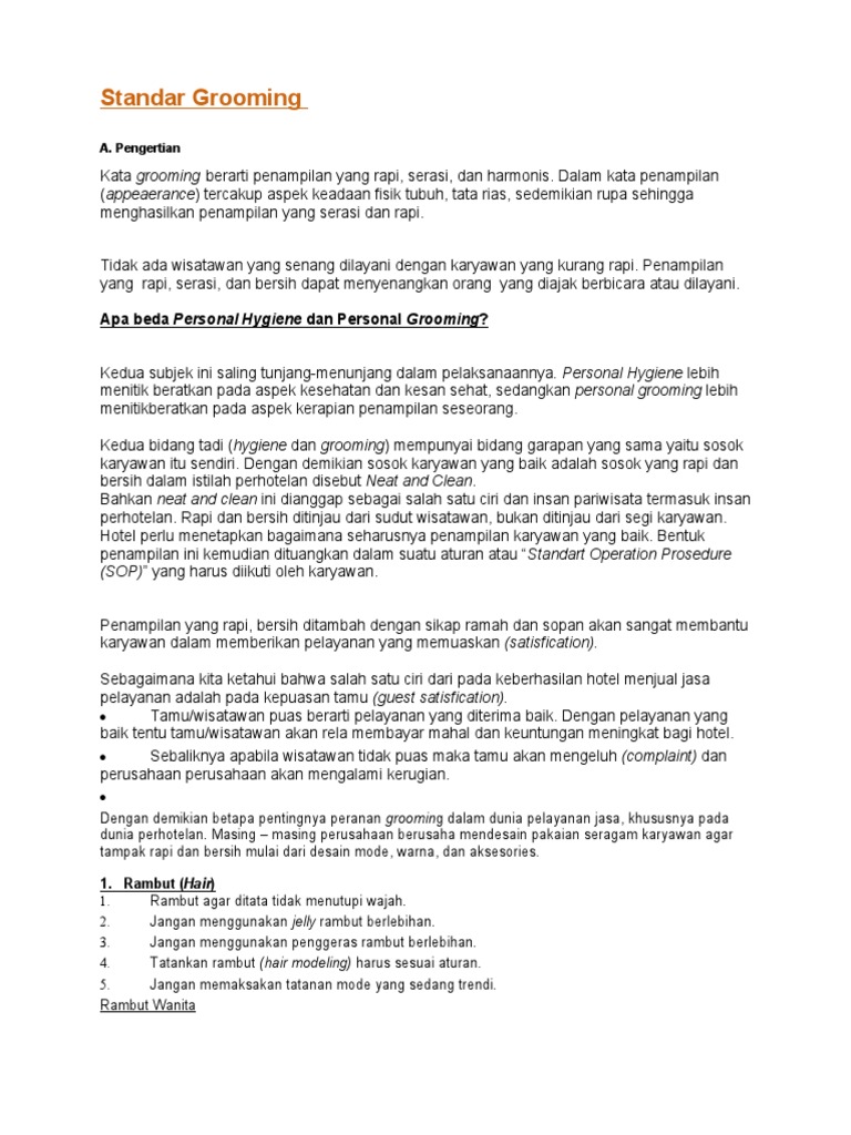 Standar Grooming | PDF