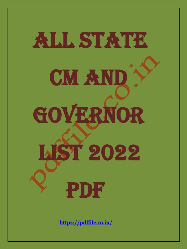 All State CM and Governers List 2022 | PDF | Politics Of India ...