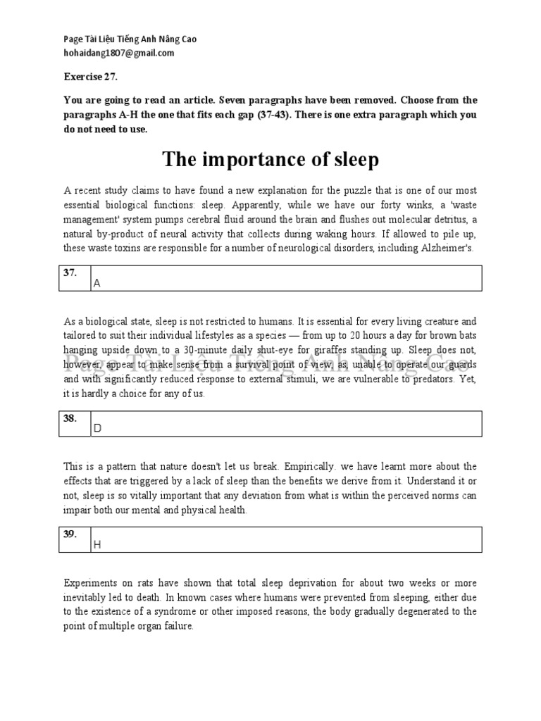 5. THE IMPORTANCE OF SLEEP | PDF | Sleep | Circadian Rhythm