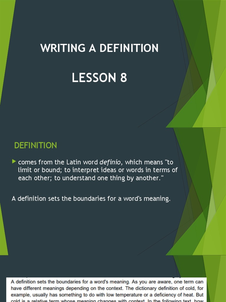Lesson 8 PPT (Writing Definition) | PDF | Definition | Word