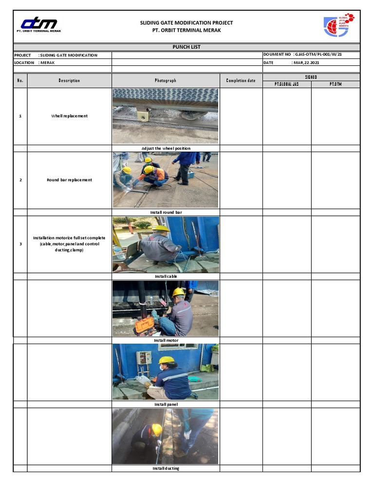 Sliding Gate Modification Project at PT. Orbit Terminal Merak: Punch ...