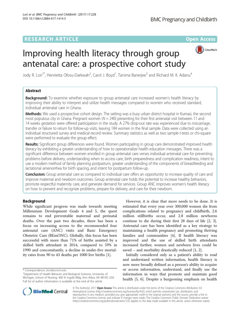 Improving Health Literacy Through Group Antenatal Care | PDF ...