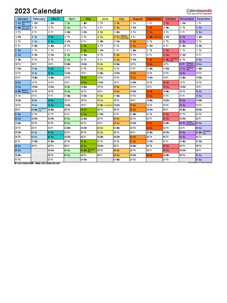 2023 Calendar Landscape in Color | PDF