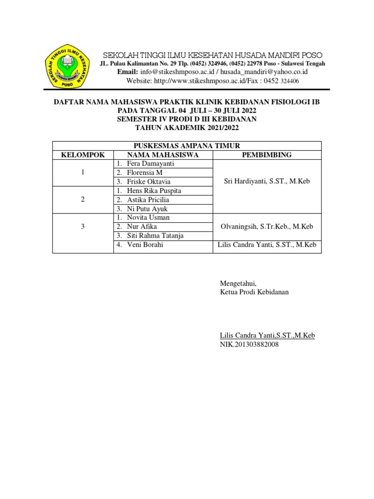 PKK - Nama Pembimbing Dan Kelompok | PDF