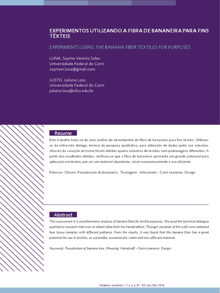 Fibra de Banana | PDF | Têxteis | Tecelagem